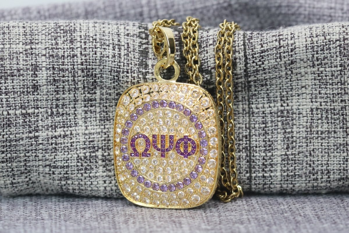 Omega Psi Phi "Big Stepper" Pendant Necklace, Gold Series – fratrings