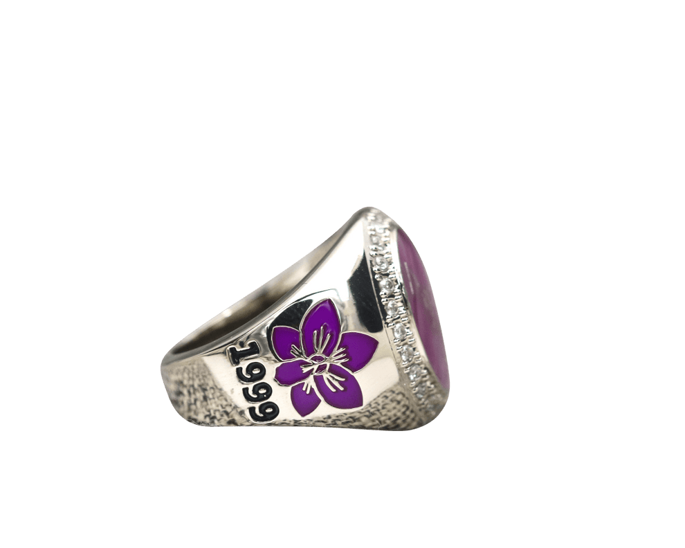 Delta Psi Epsilon Sorority Ring (ΔΨE) - Flower Series, Silver – fratrings